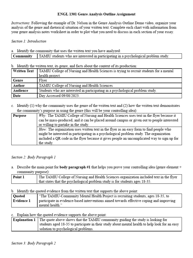 Genre Analysis Outline Worksheet | Download Free PDF | Genre | Human ...