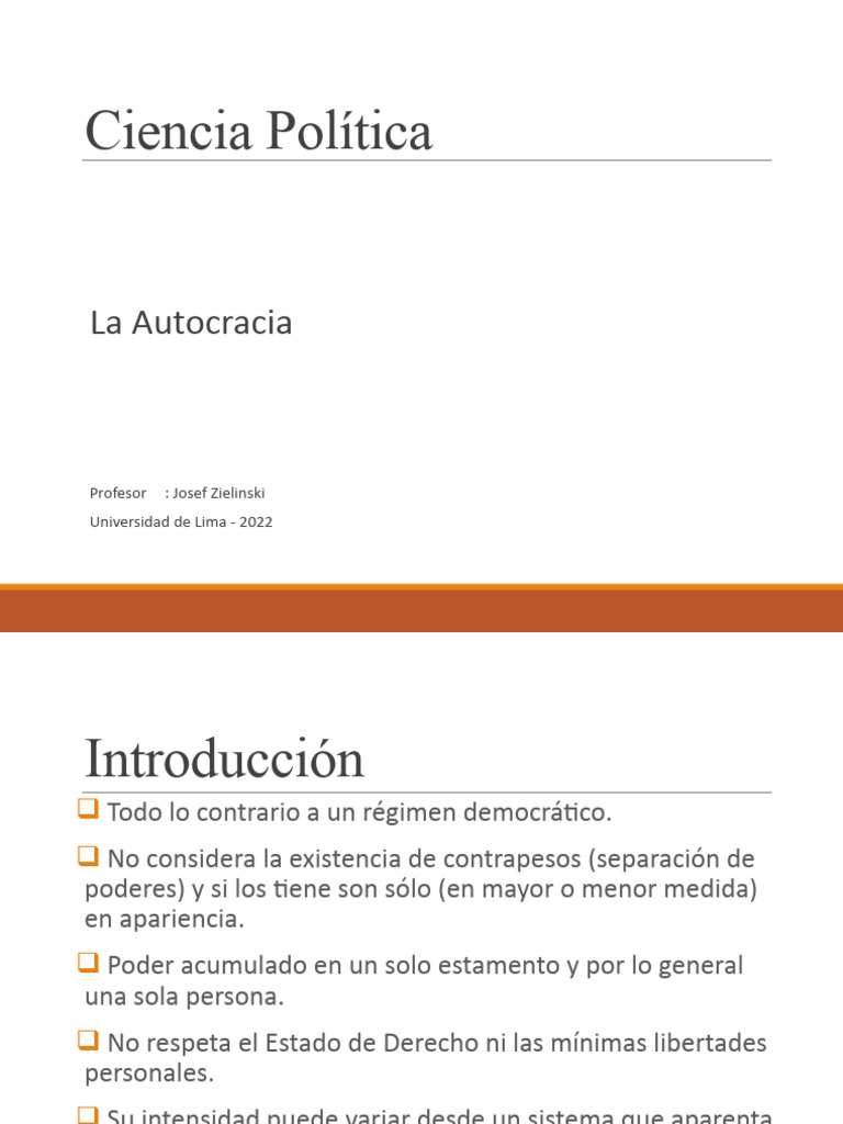 Semana 11 La Autocracia | PDF | Autoritarismo | Estado (política)