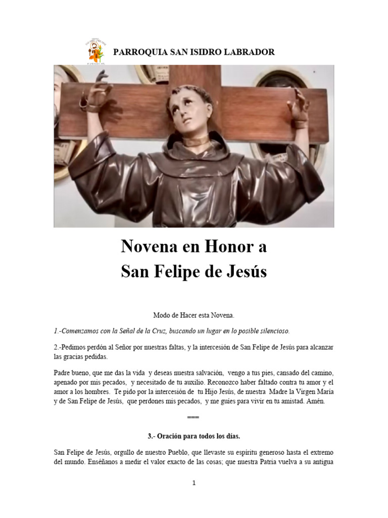 Novena A San Felipe de Jesus | PDF | Oración | Jesús