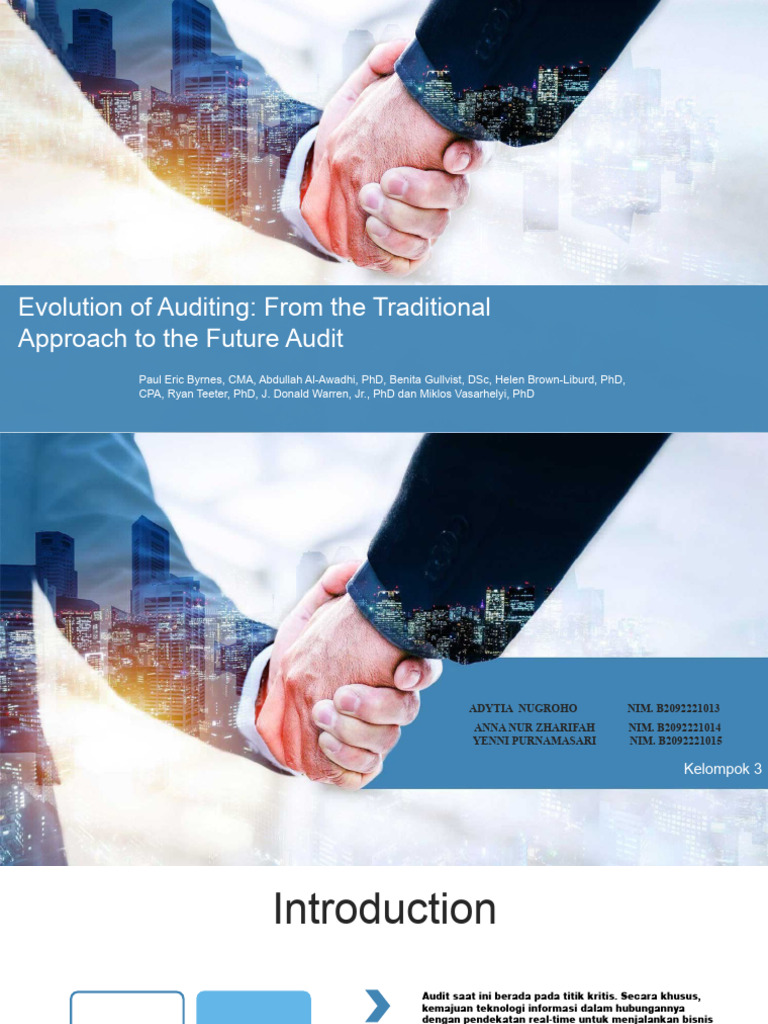 Evolution of Auditing From The Traditional Approach To The Future Audit ...