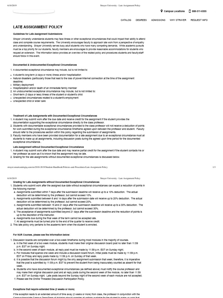 Strayer Late Assignment Policy | PDF | Internet Forum