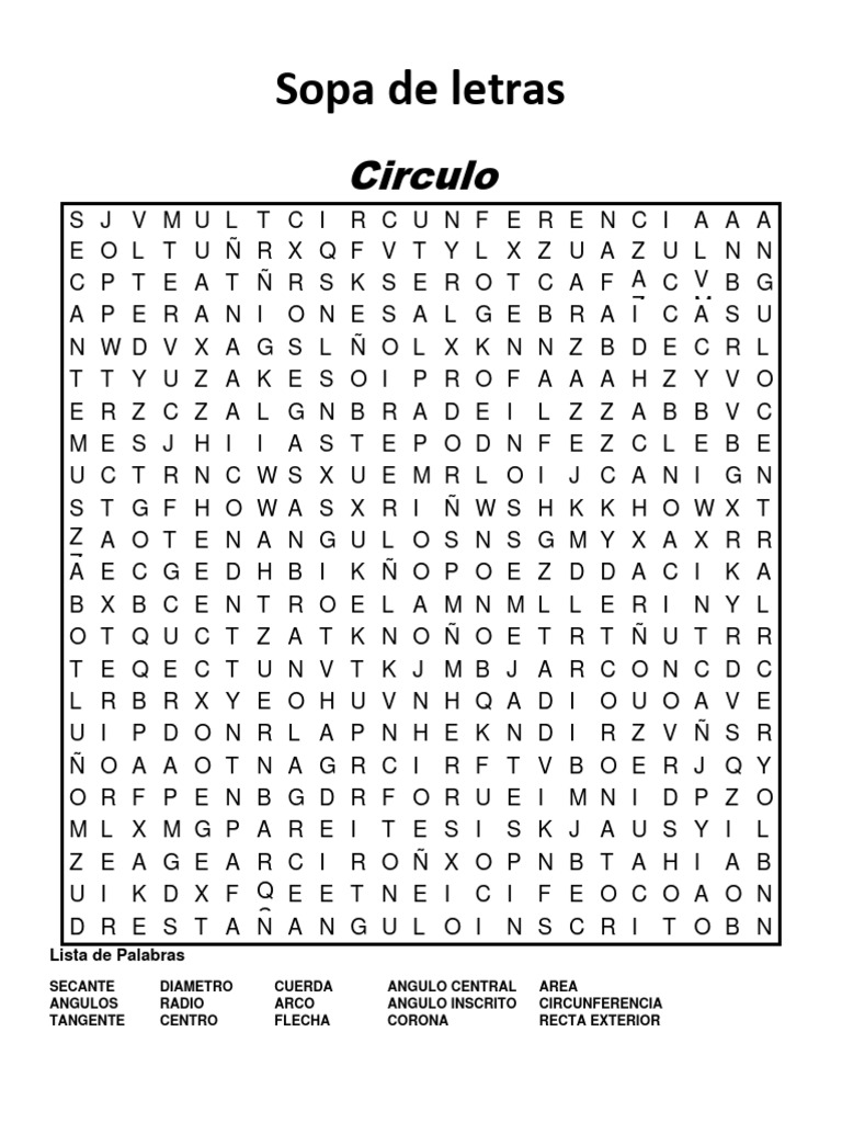 SOPA DE LETRAS Circulo | PDF | Geometria clasica | Matemáticas