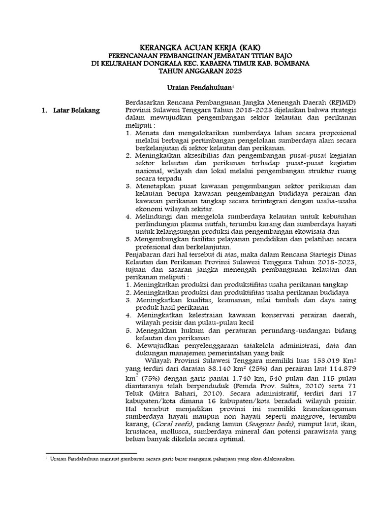 KAK Perencana Pemb. Jembatan Titian | PDF