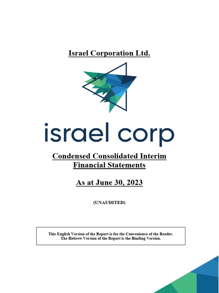 Israel Corp Interim Financial Report 2023 | PDF | Earnings Per Share ...