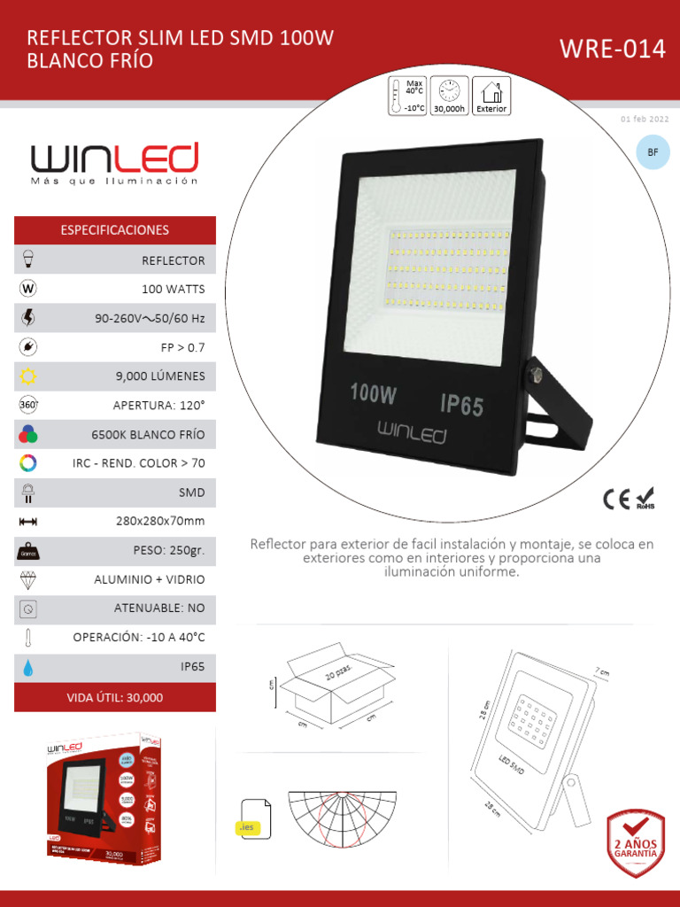 WRE 014 Ficha Tecnica WINLED 2022 | PDF | Encendiendo | Aplicaciones de vidrio
