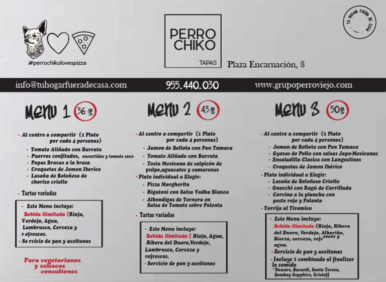 Menu de Grupos Perro Chiko 2023 | PDF | Cocina africana | Cocina occidental
