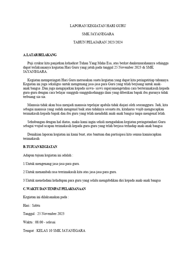 Laporan Kegiatan Hari Guru-1 | PDF