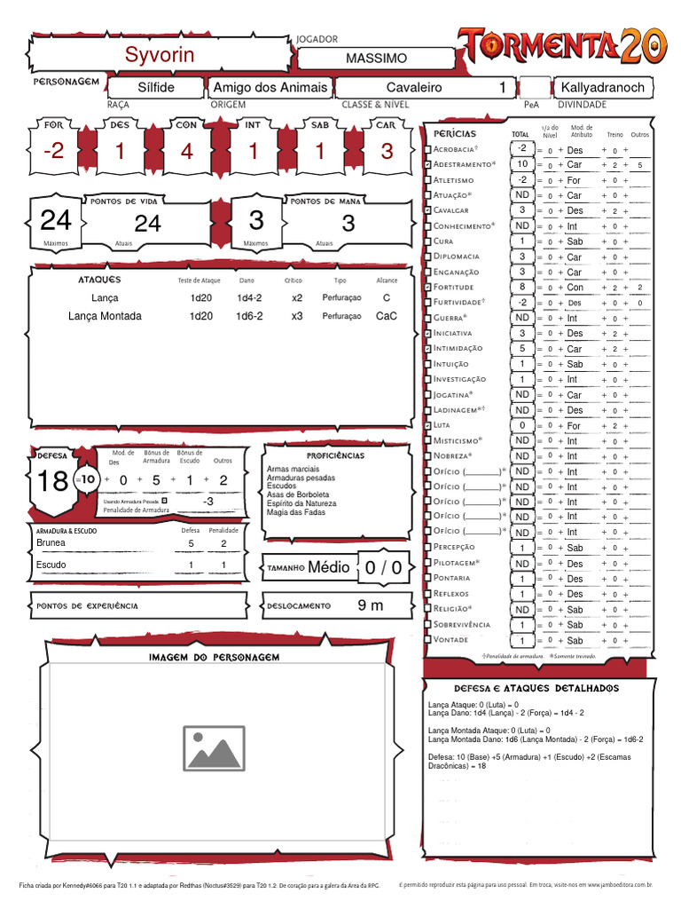 Ficha de Personagem Sílfide T20 | PDF