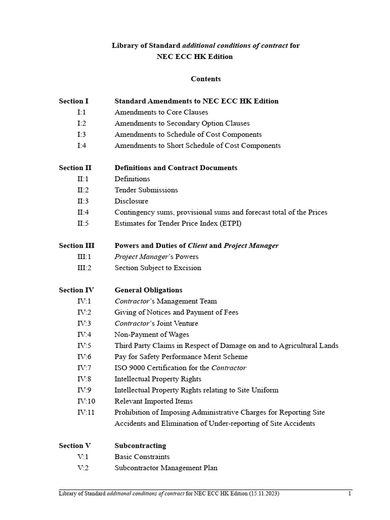 Ecc HK - Acc - 20231115 | PDF | Subcontractor | General Contractor