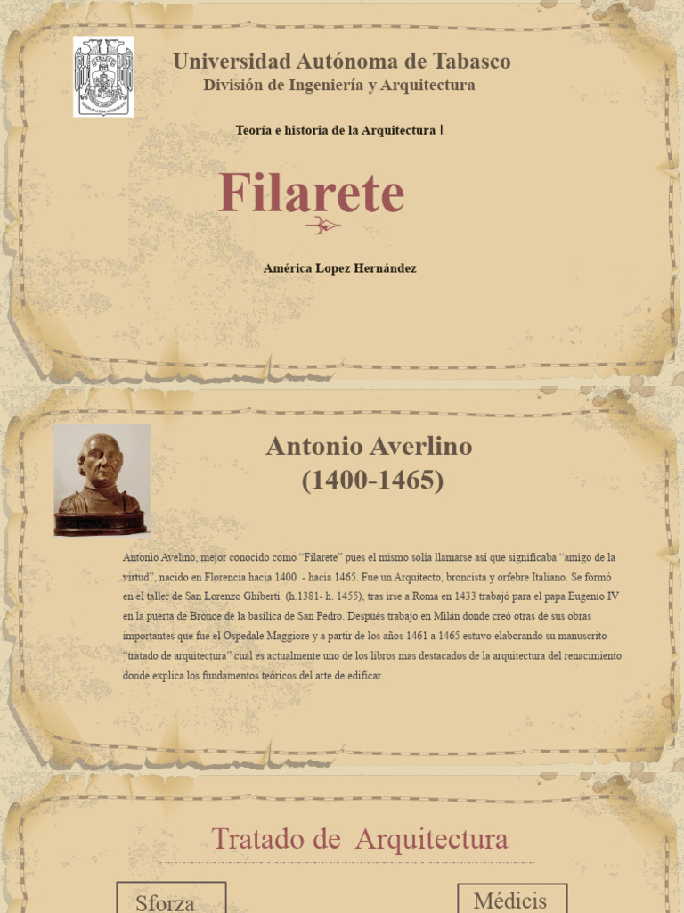 Filarete y su Tratado de Arquitectura | PDF