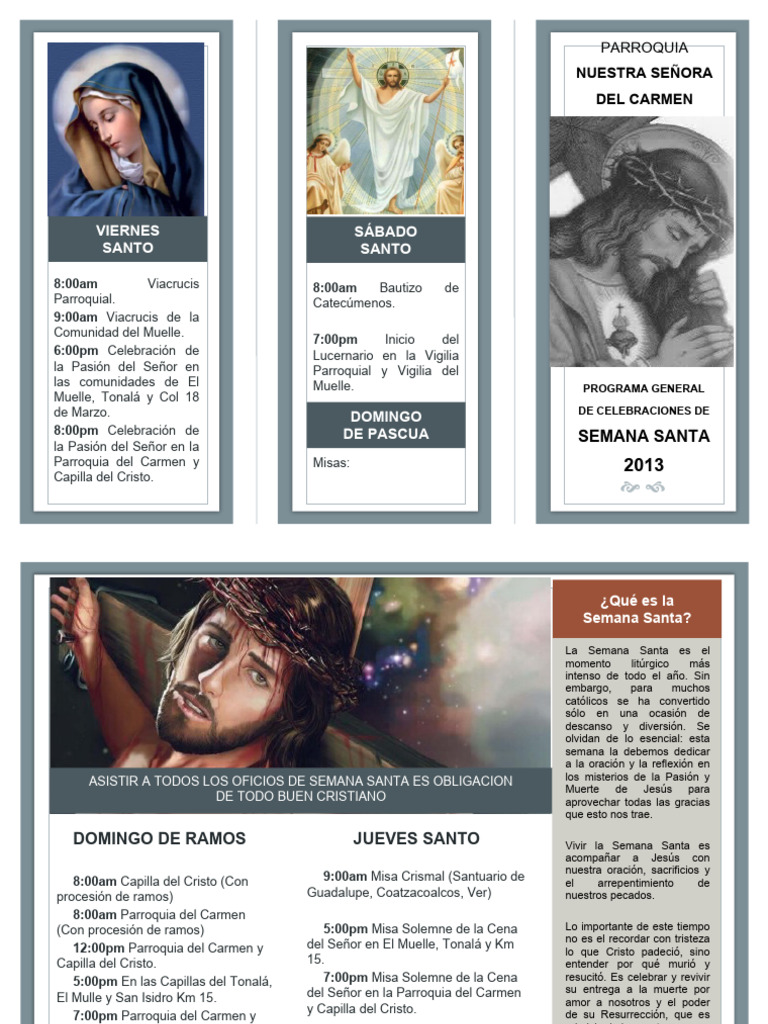 Triptico Semana Santa | PDF | Pascua de Resurrección | Misa (liturgia)