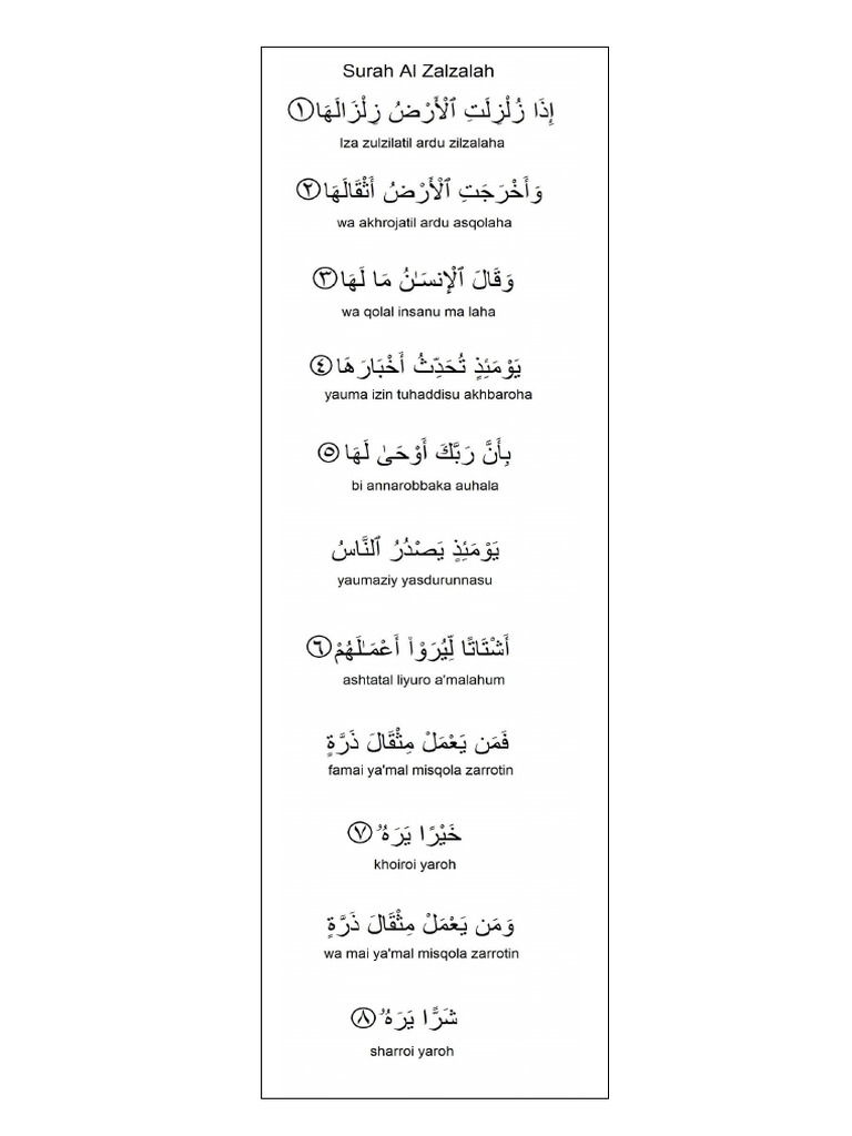 Surah Az-Zalzalah | PDF