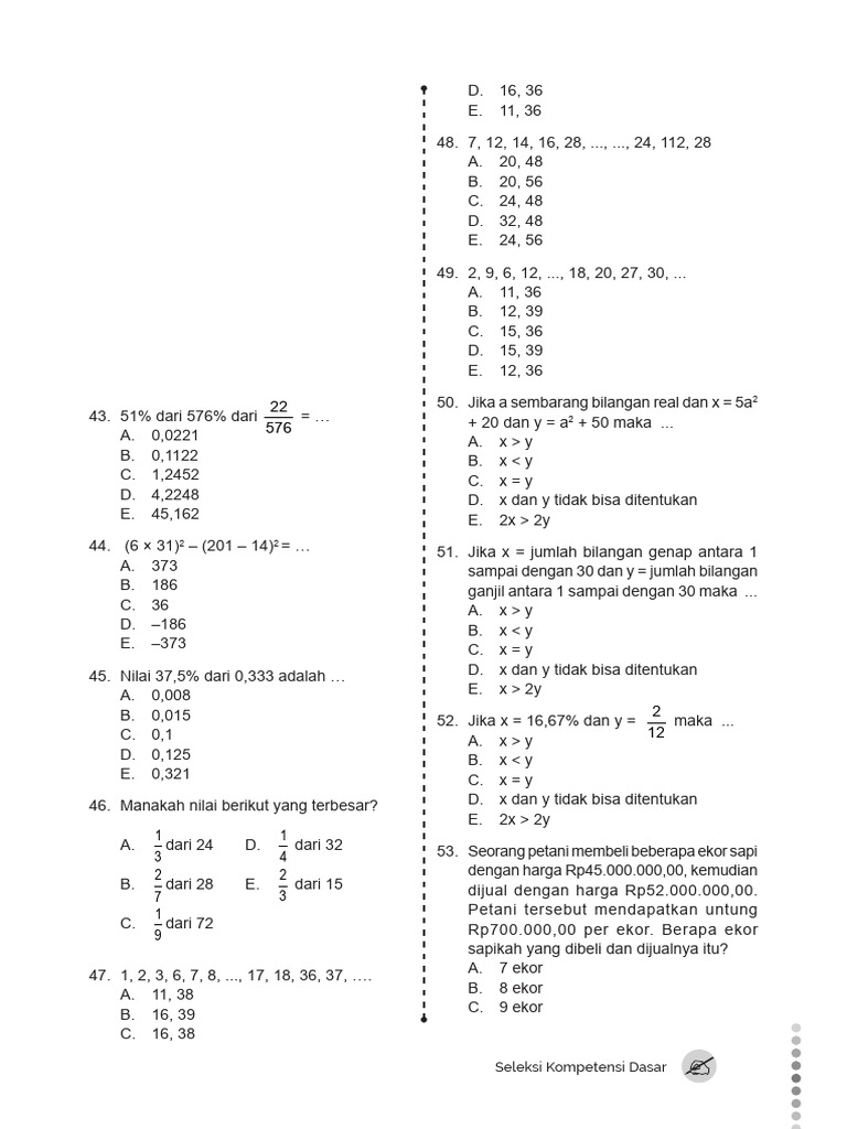 Soal Latihan Seleksi Kompetensi Dasar | PDF