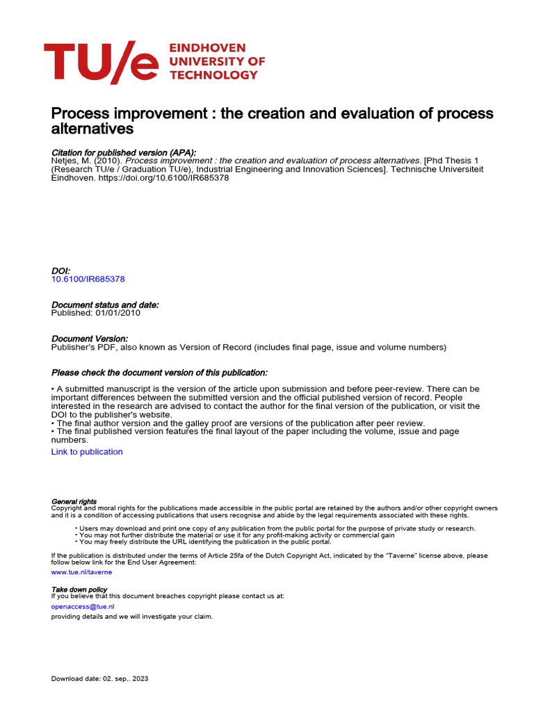 Process Improvement: The Creation and Evaluation of Process ...
