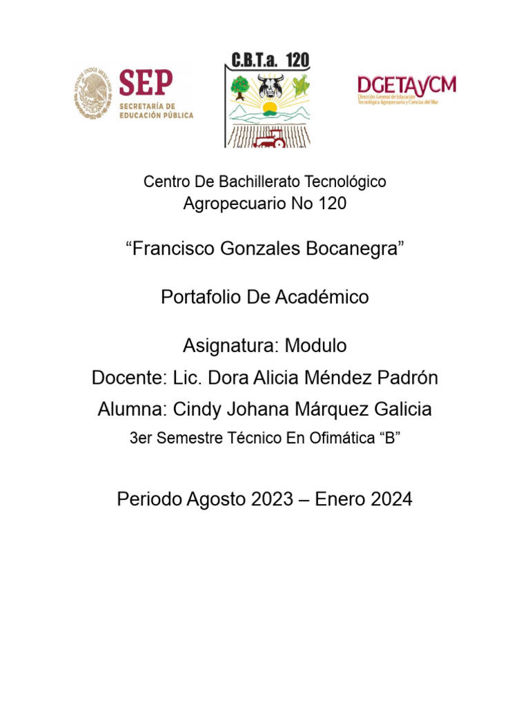 Portada CBTA Centro de Bachillerato Tecnológico | PDF