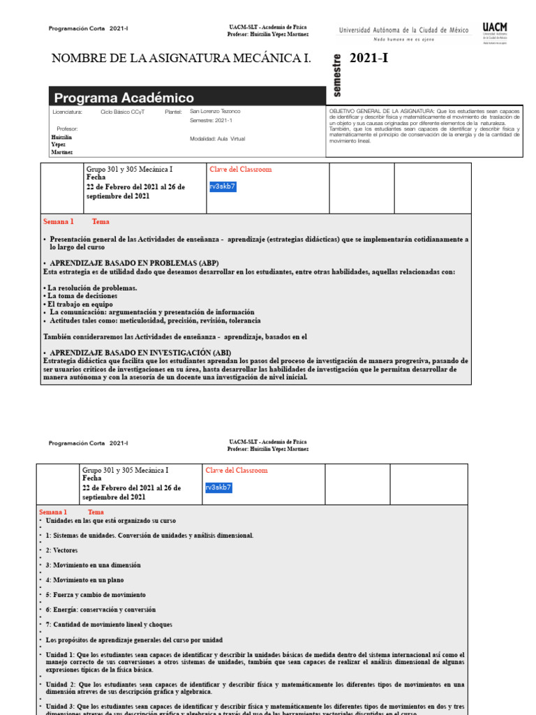 Programa Academico | PDF | Evaluación | Física