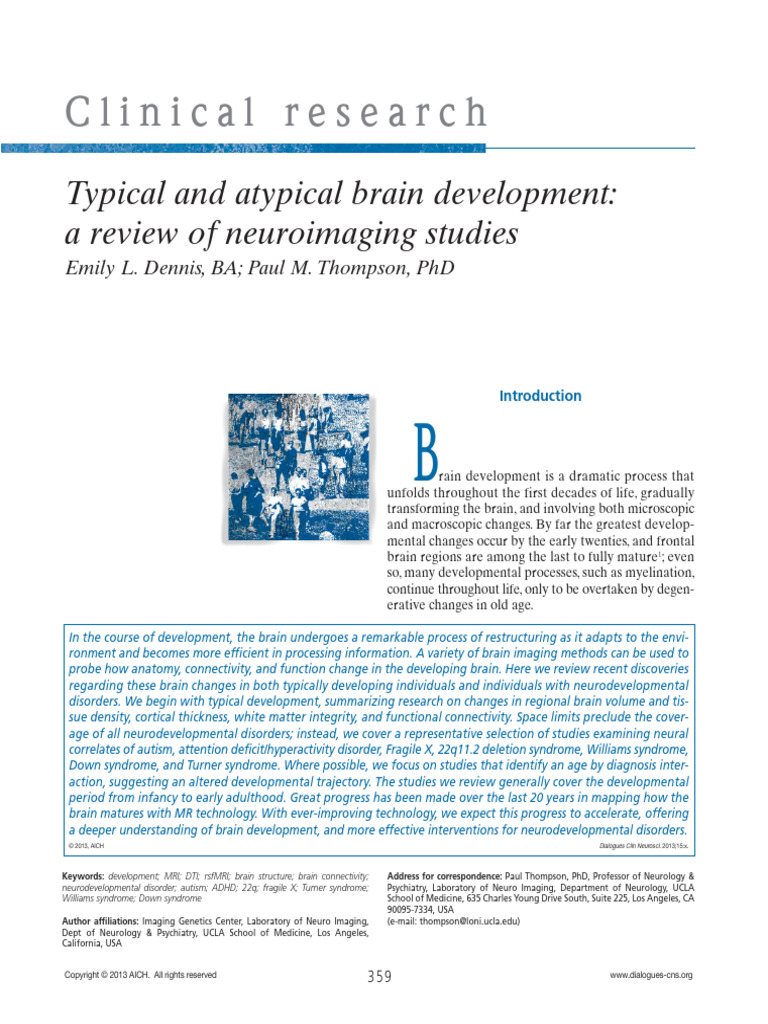 Dennis and Thompson, 2013 - Typical and Atypical Brain Development ...