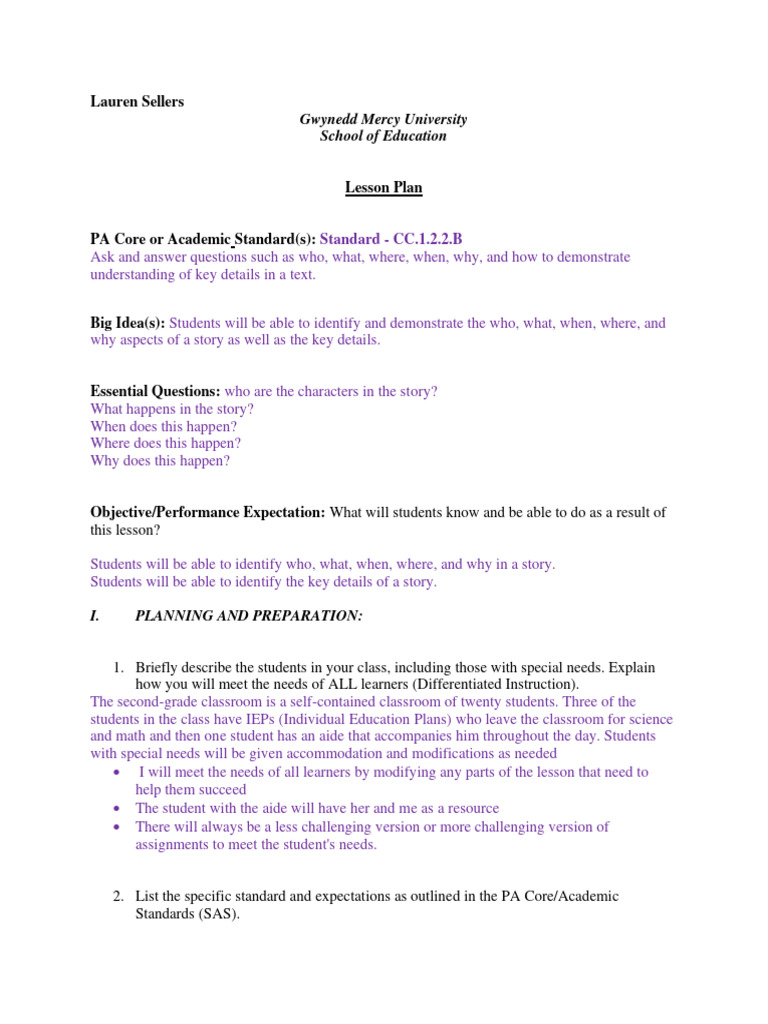 Comprehension Lesson Plan Reading 3 | PDF | Learning | Educational ...