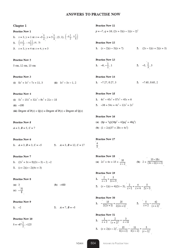 New Syllabus Additional Mathematics 514-556 - Answers | PDF