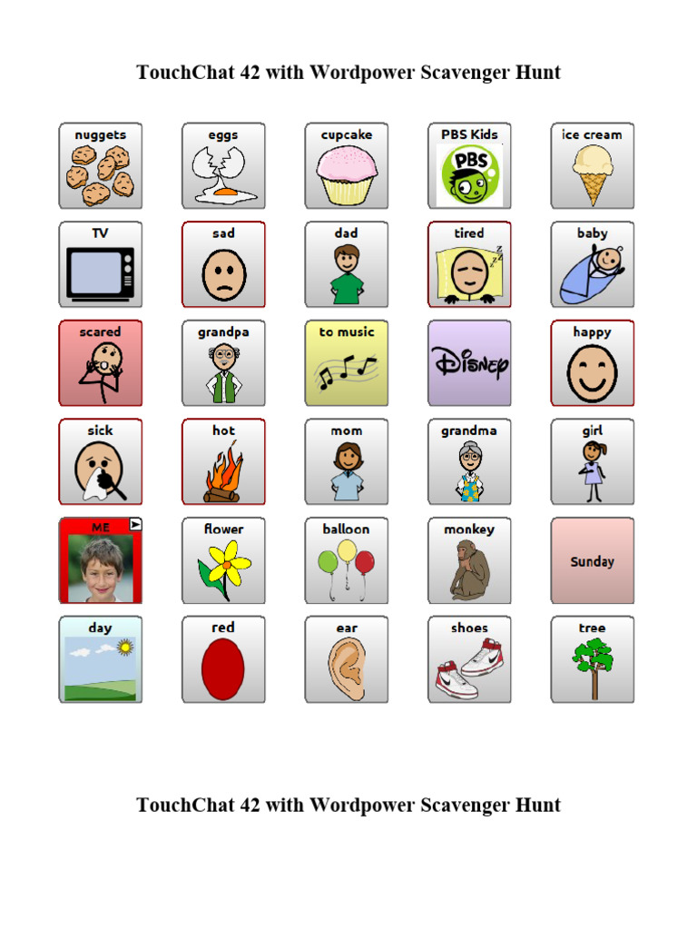 Touchchat 42 With Wordpower Scavenger Hunt | PDF