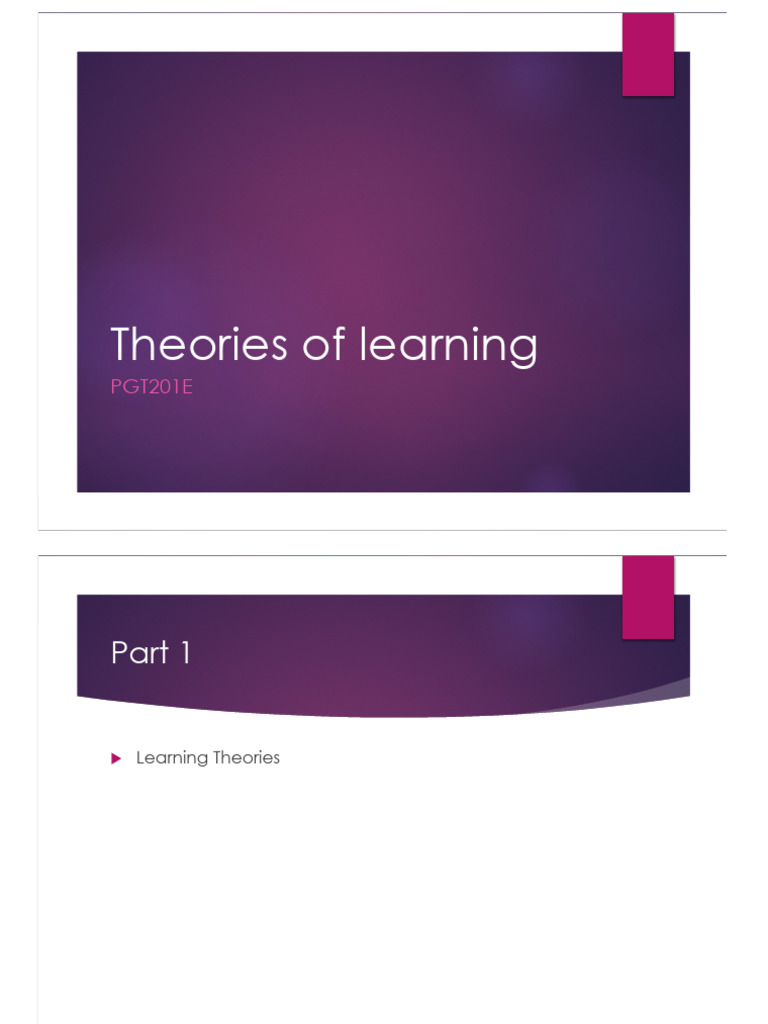 Theories - of - Learning - Part1 2 | PDF | Learning | Classical Conditioning