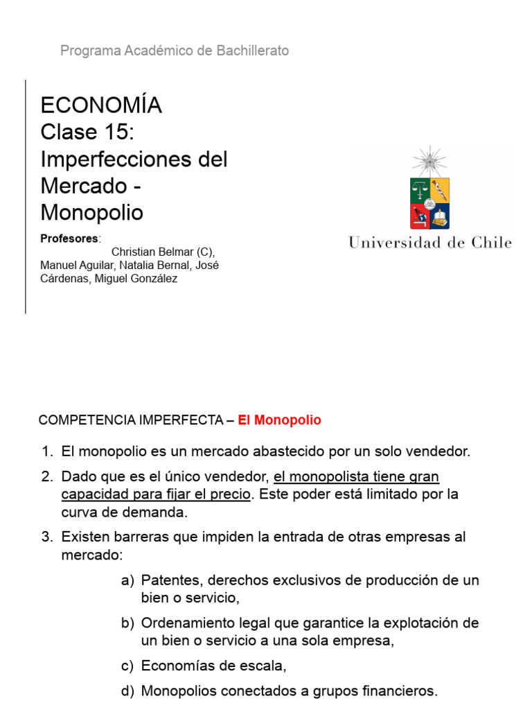Clase 15 Monopolio Bachi | PDF | Monopolio | Mercado (economía)
