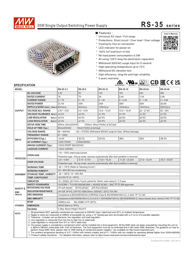 Rs 35 Spec | PDF | Computer Engineering | Physical Quantities