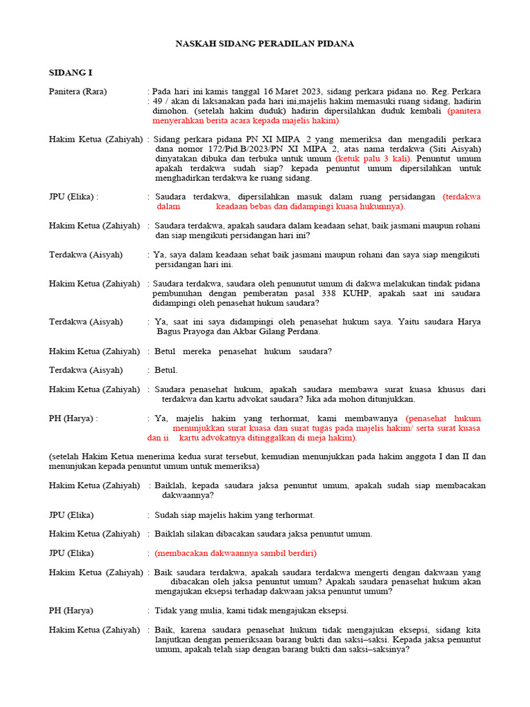 Naskah Sidang Peradilan FIX | PDF