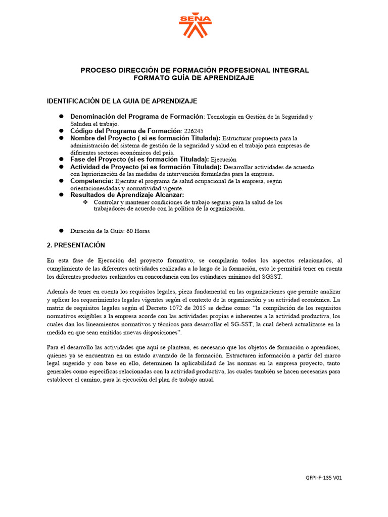 En Word GUIA EJECUTAR PSO FASE EJECUCIÓN-CONTROLAR Y MANTENER | PDF | Seguridad y salud ...