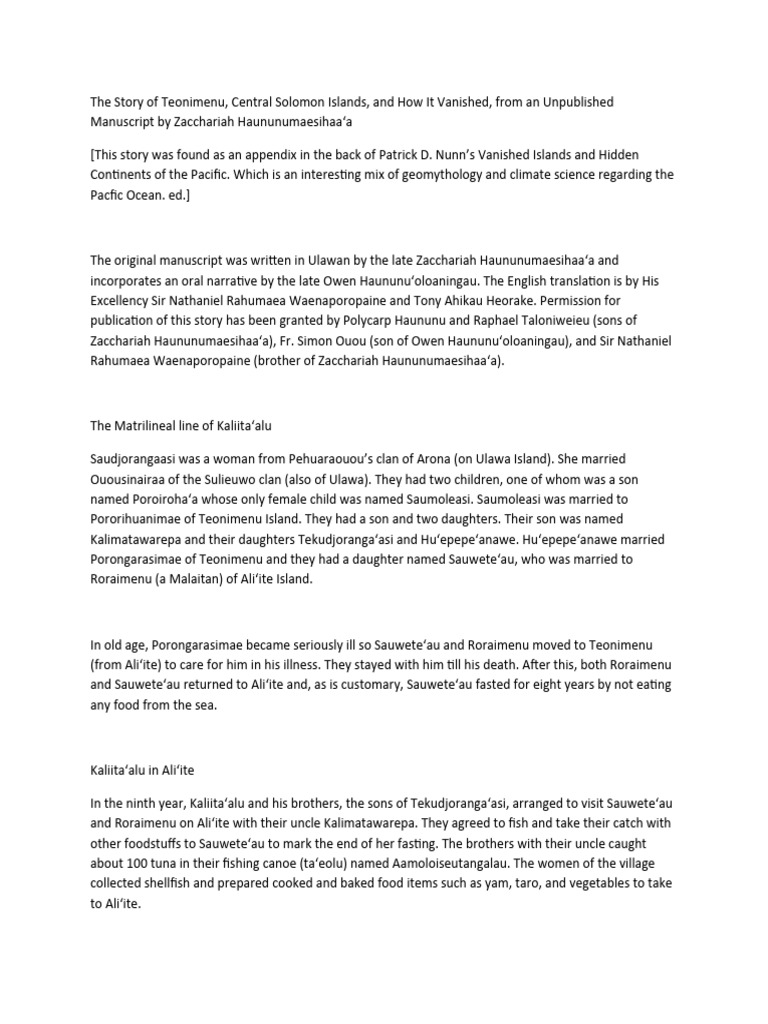 The Vanishing of Teonimenu Island | PDF