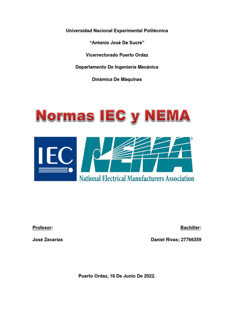 Normas IEC y NEMA | PDF | Comisión Electrotécnica Internacional ...
