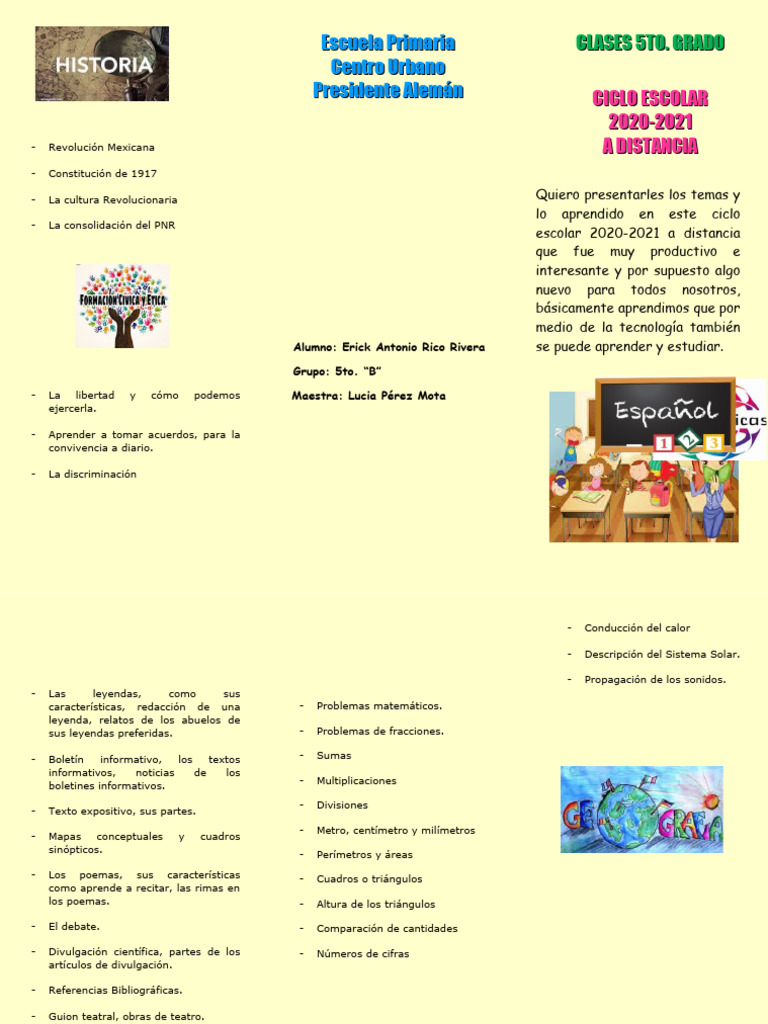 Triptico Escuela Erick | PDF