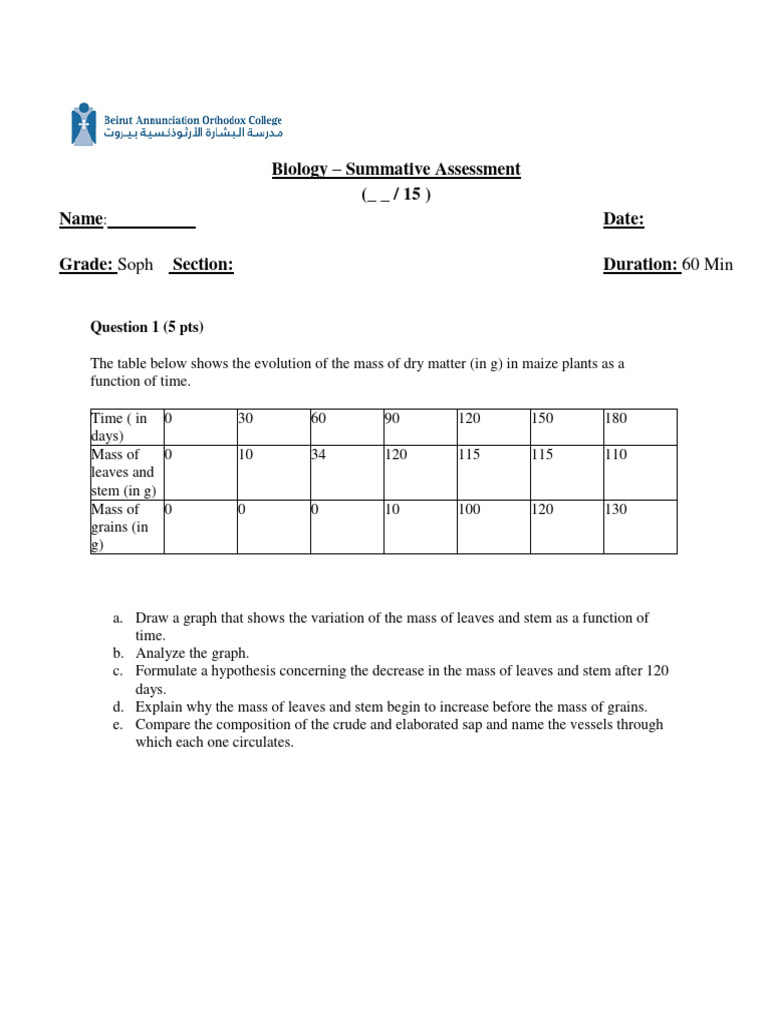 G10 Biology SA1 Modified | PDF | Stoma | Leaf