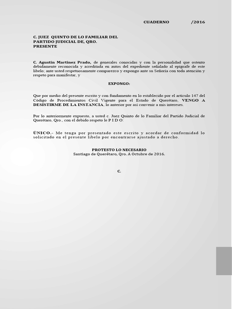 Desistimiento de La Instancia | PDF Desistimiento de La Instancia | PDF