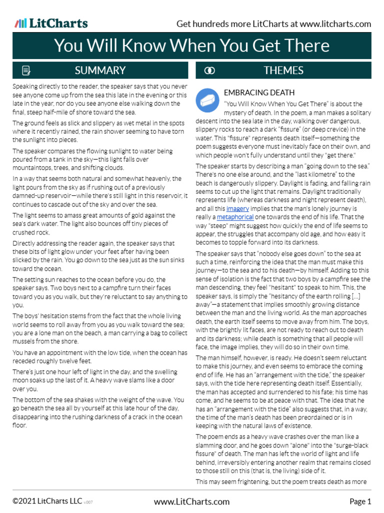 LitCharts You Will Know When You Get There | PDF | Sky | Poetry