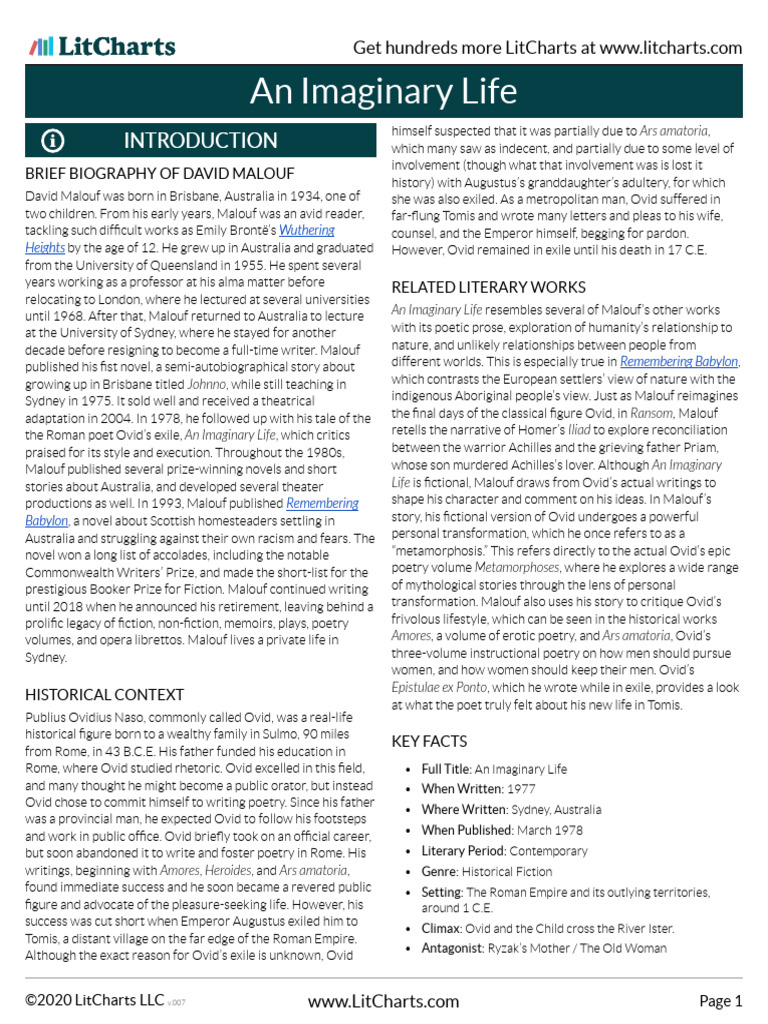 An Imaginary Life LitChart | PDF | Ovid