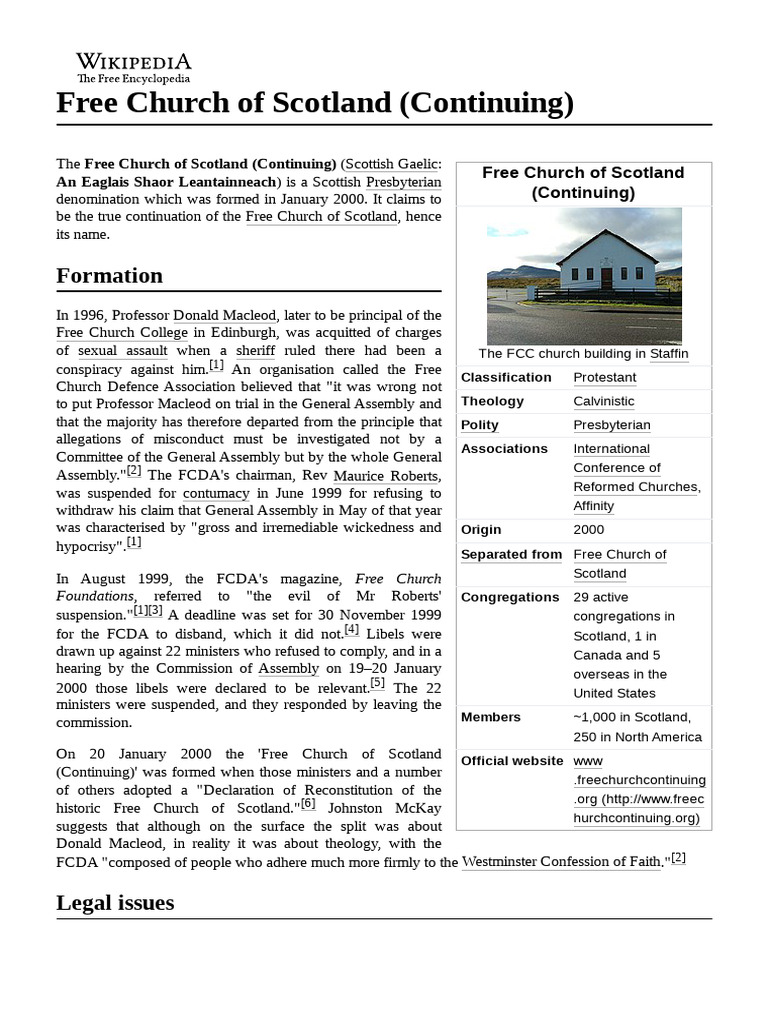 Free Church of Scotland (Continuing) Overview | PDF | Protestant ...