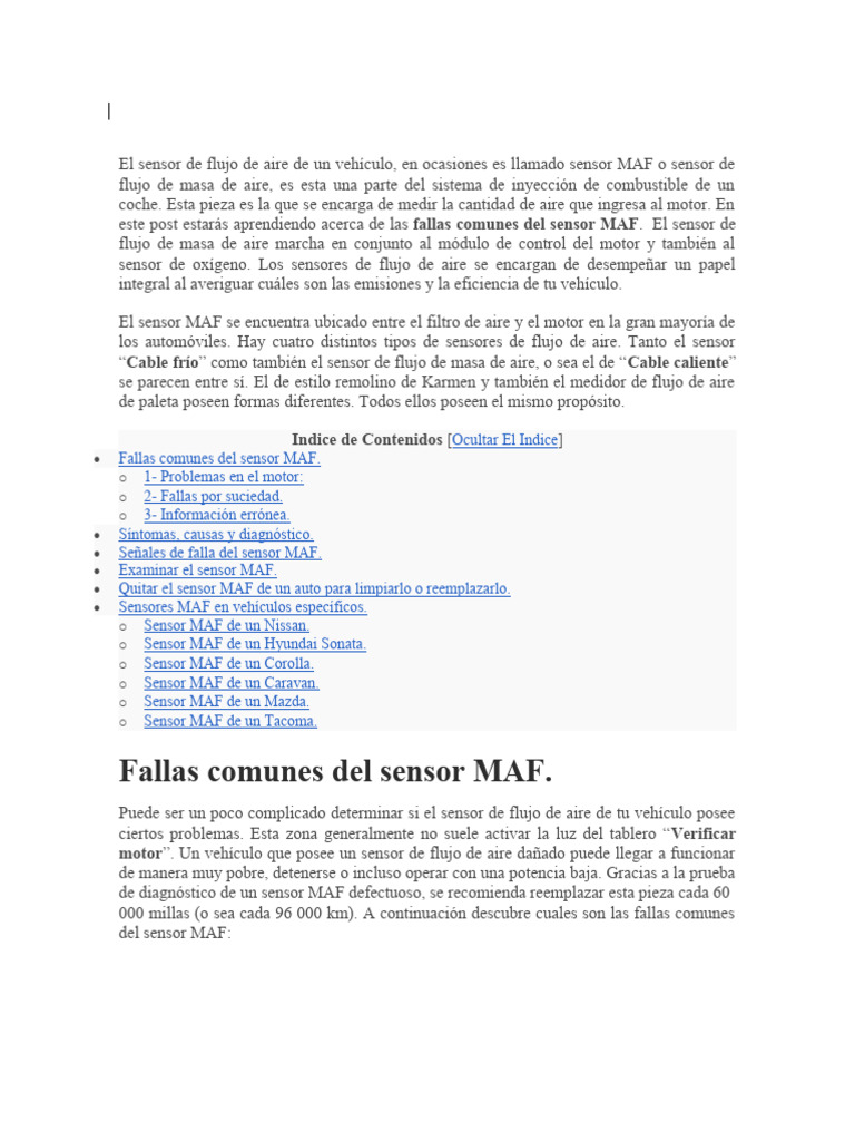 Documento Sensor MAF | PDF | Motores | Electrónica