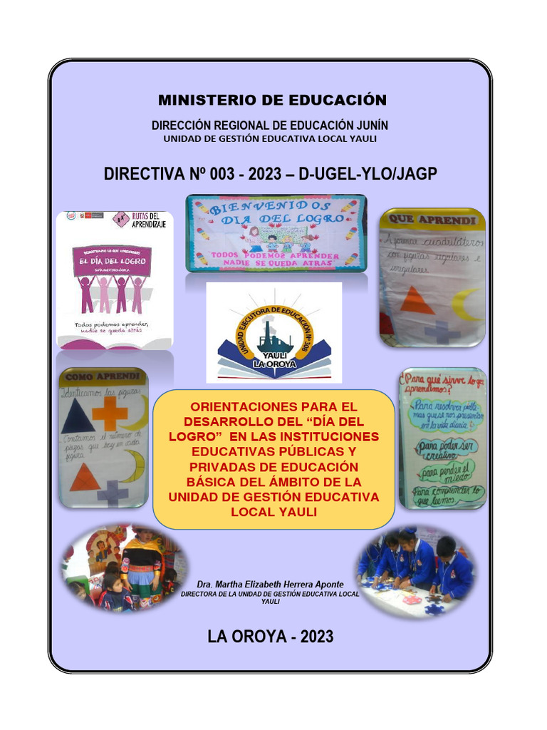 DIRECTIVA DÍA DEL LOGRO 2023 UGEL YAULI Ok | PDF | Maestros | Enseñando