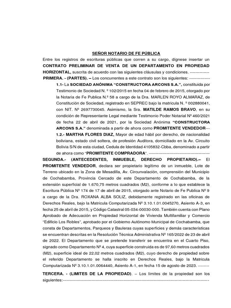 Contrato Preliminar de Inmueble | PDF