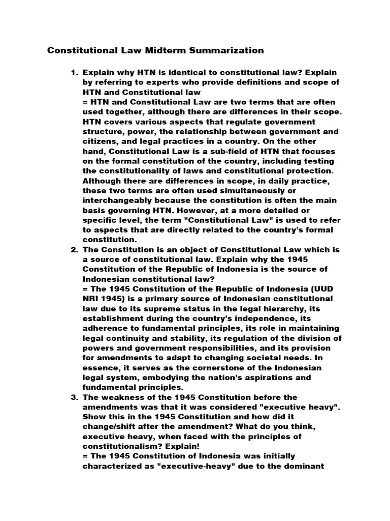 Constitutional Law Midterm Summarization | PDF | Democracy | Political ...