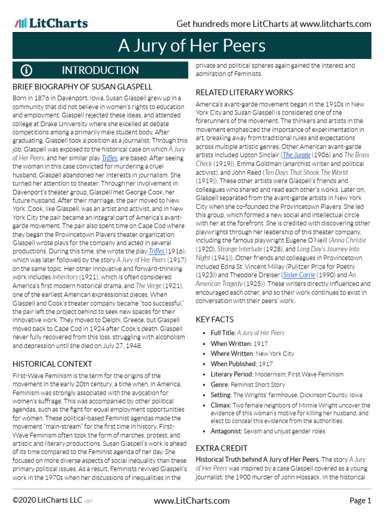 A Jury of Her Peers LitChart | PDF