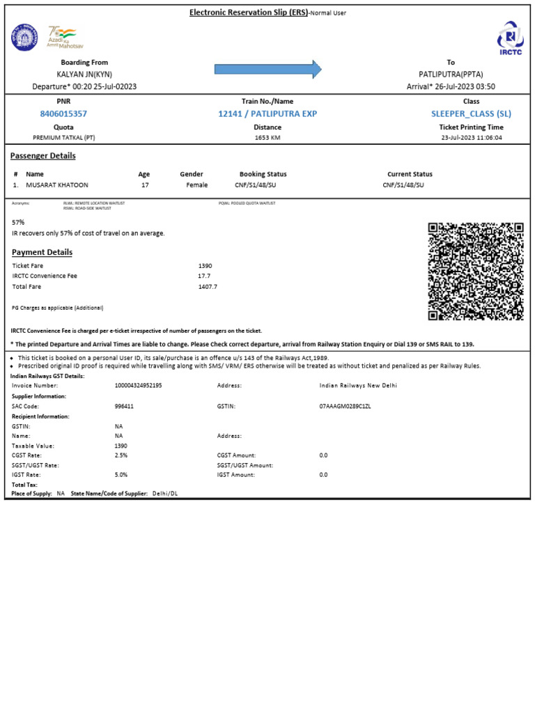 Print - KALYAN JN (KYN) - PATLIPUTRA (PPTA) - 8406015357 | PDF | Government | Business