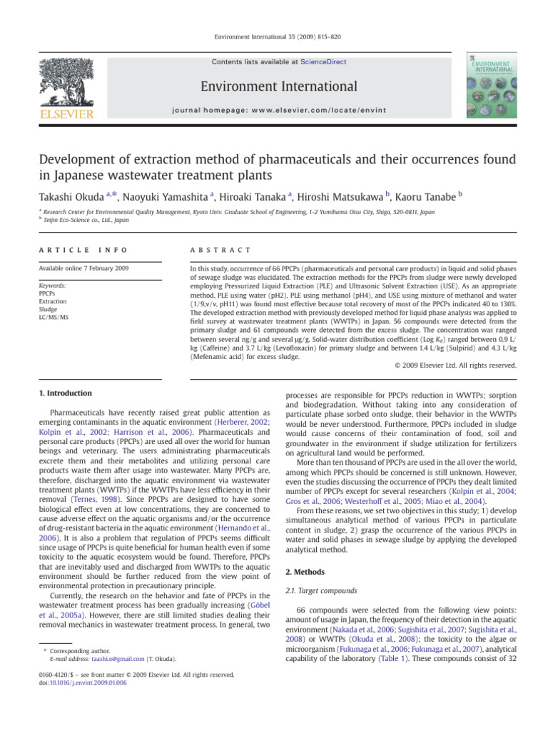 Development of Extraction Method of Pharmaceuticals | PDF | Sewage ...