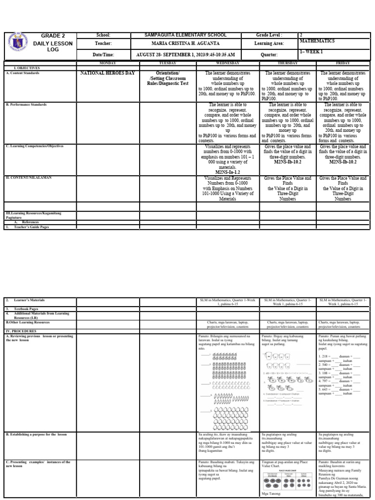 Q1 W1 Mathematics | PDF | Learning | Cognition