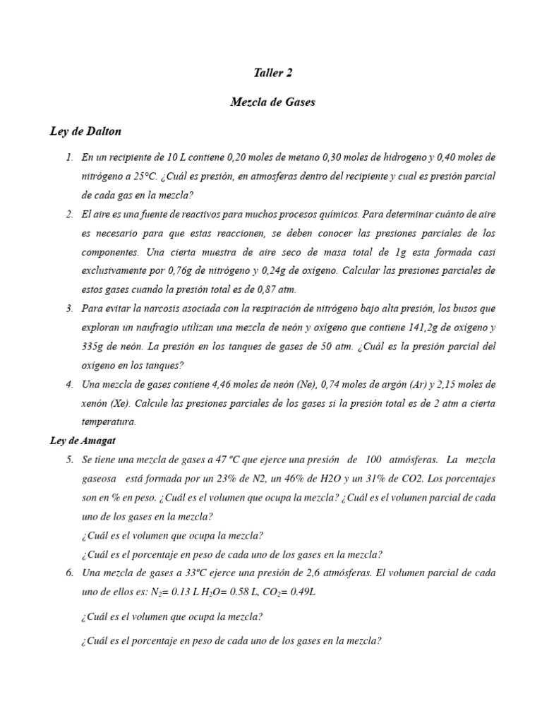 Taller 2-2 | PDF | Gases | Vapor
