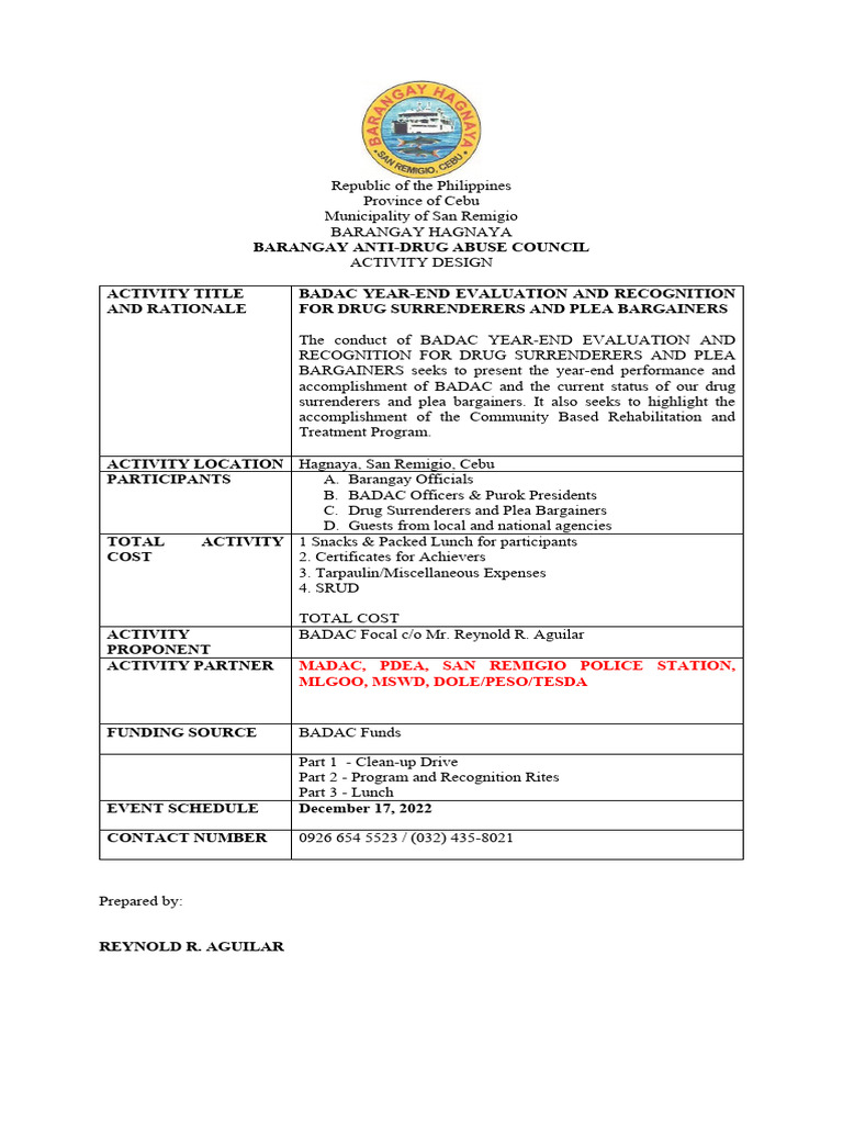 Activity Design For BADAC | PDF