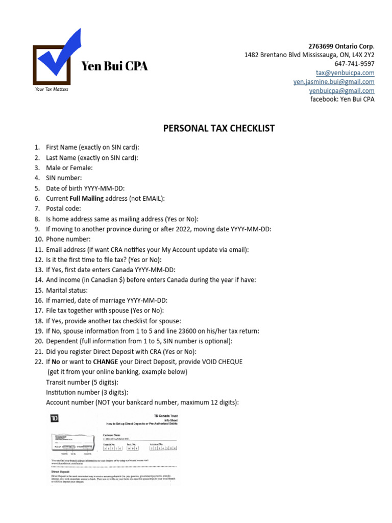 Personal Tax Checklist | PDF | Expense | Renting