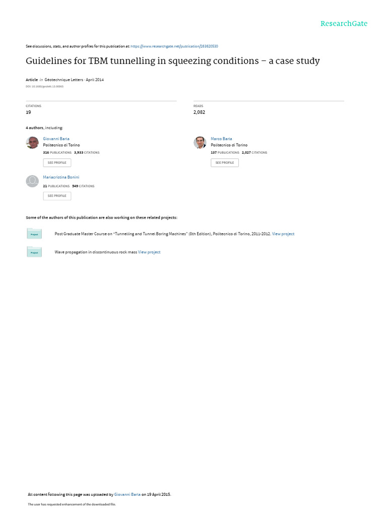 Guidelines For TBM Tunnelling in Squeezing Conditions - A Case Study | PDF | Stress (Mechanics ...