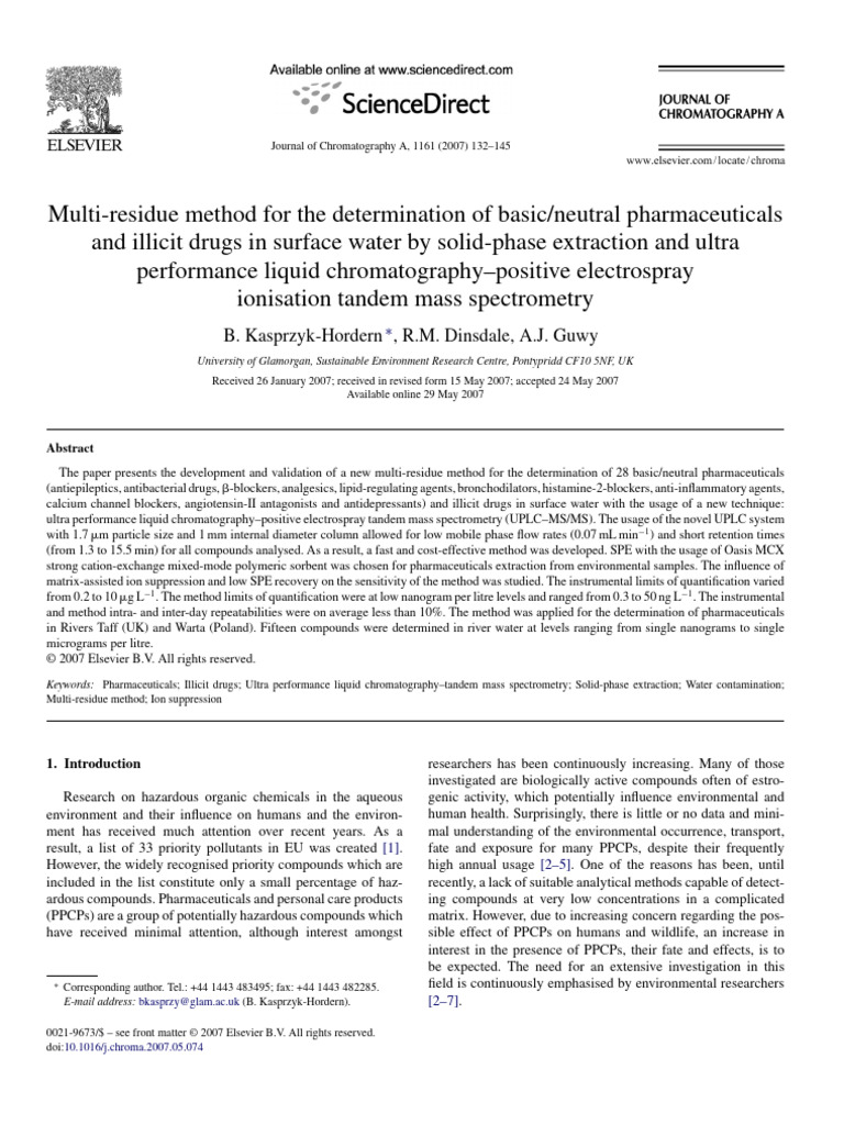 Spe - Uplc&ms-Ms | PDF | High Performance Liquid Chromatography | Chromatography